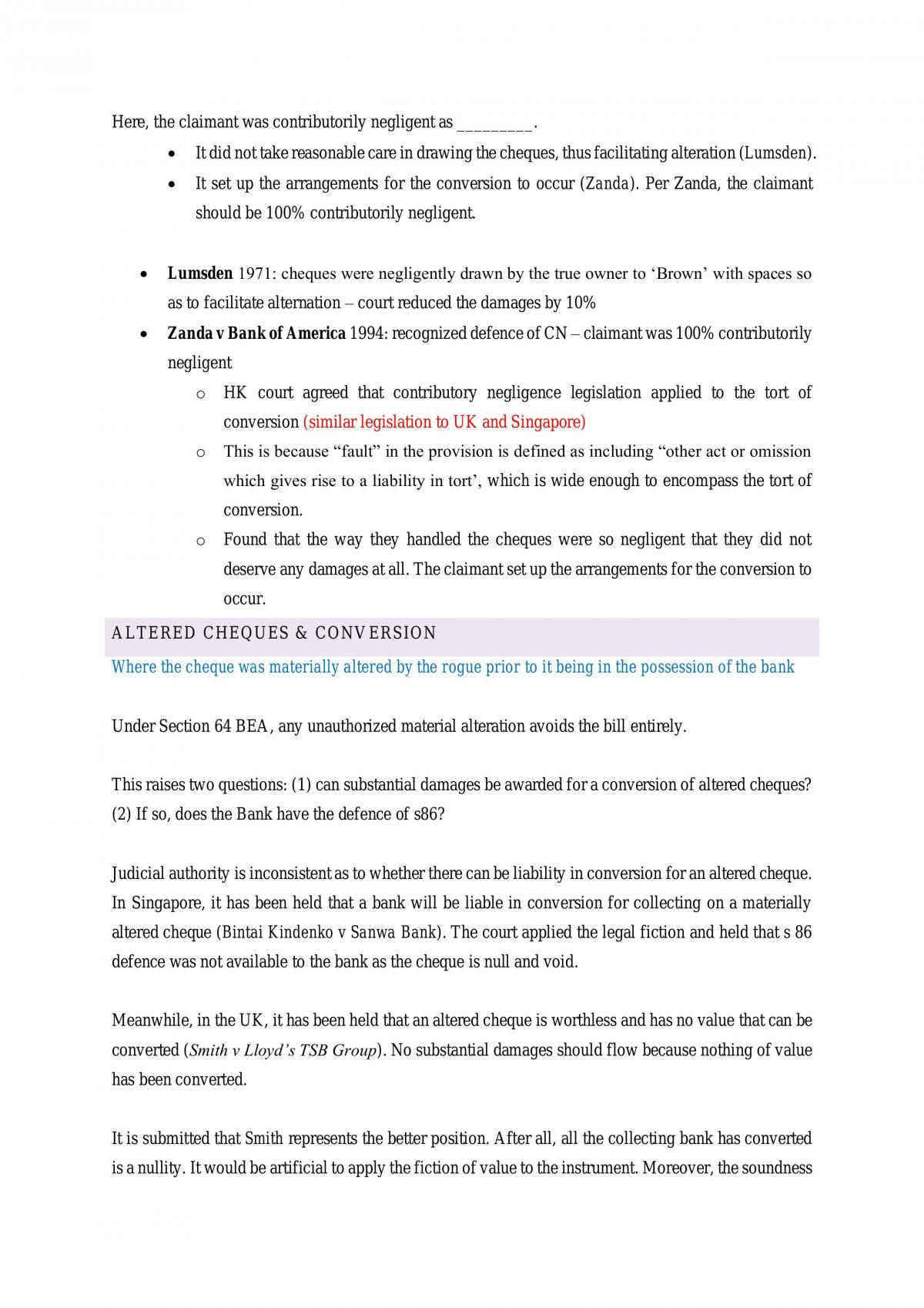 Banking Law Full Notes | LL4006V - Banking Law - NUS | Thinkswap
