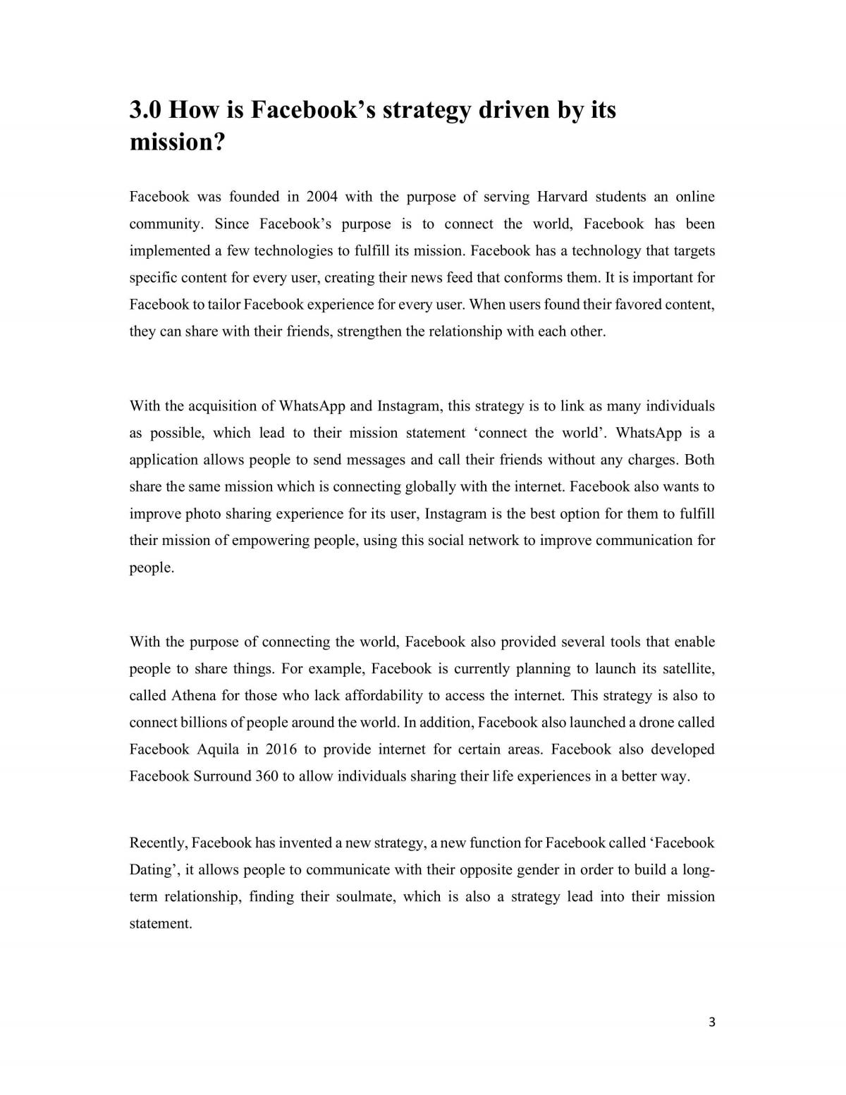 Essay Discussing Facebook Mission Statement Orientation | MKT3210 ...