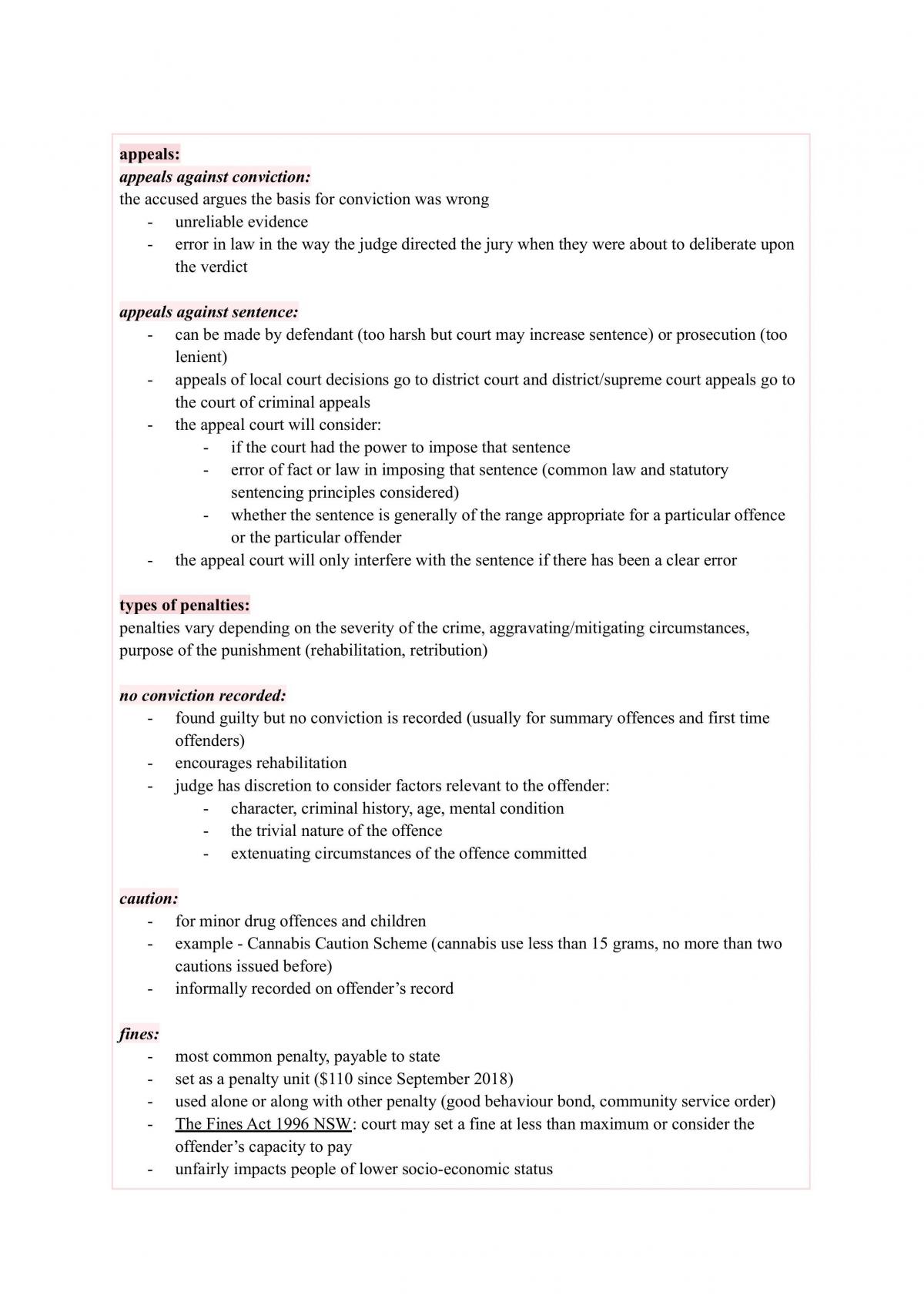 Legal Studies - Crime Notes | Legal Studies - Year 12 HSC | Thinkswap