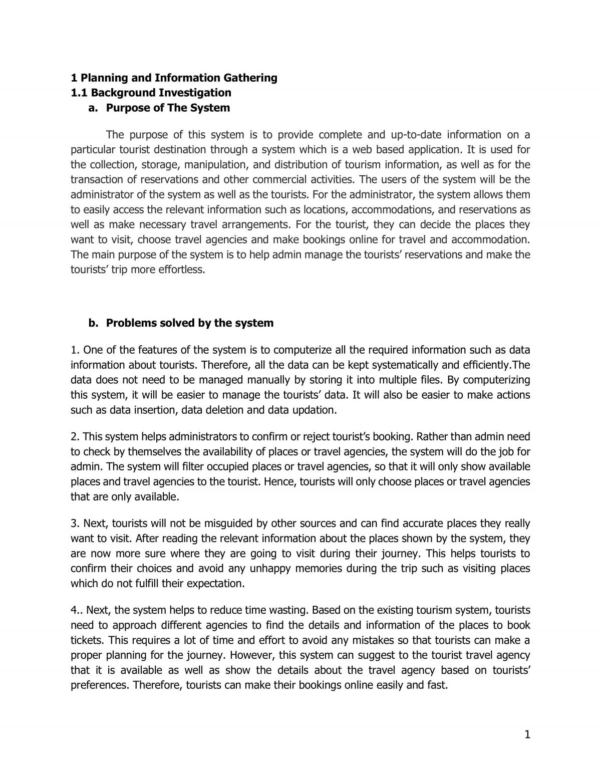 Proposal of Tourism Management System | KD24303 - System Analysis and ...