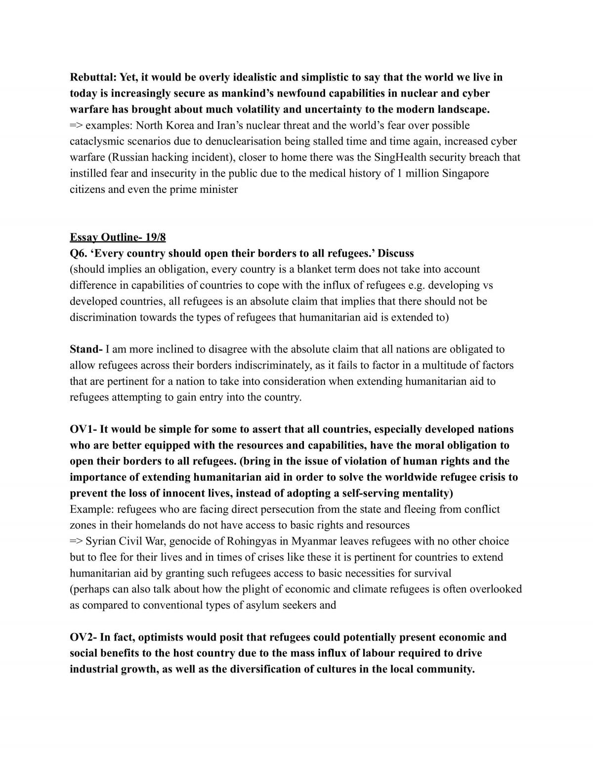GP Notes + Essay Outlines | General Paper H1 - GCE A Level | Thinkswap