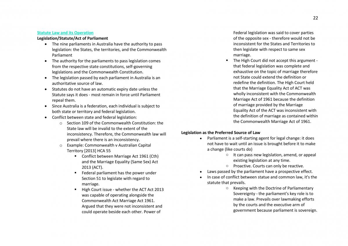 LSU100 Exam Notes | LSU100 - Introduction to Legal Studies - UNE ...