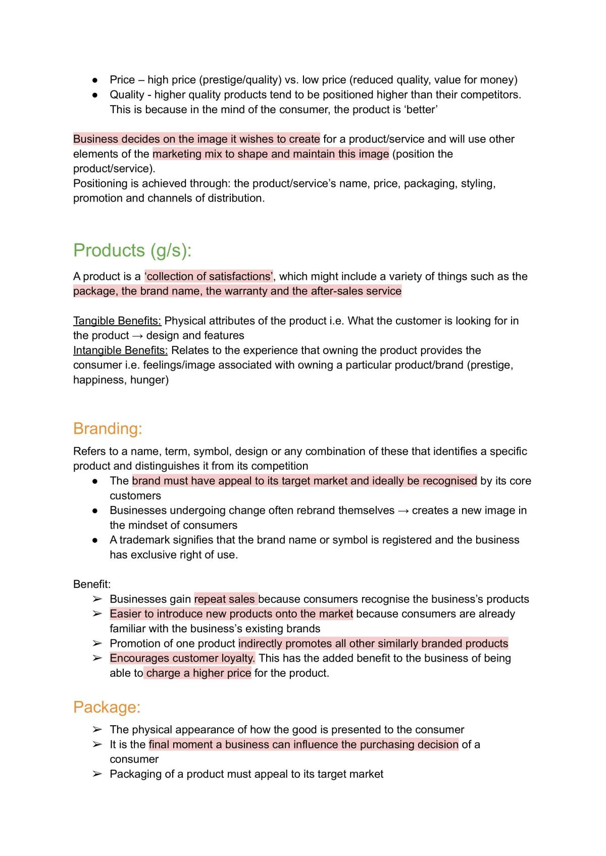 Business Studies HSC Marketing Notes | Business Studies - Year 12 HSC ...