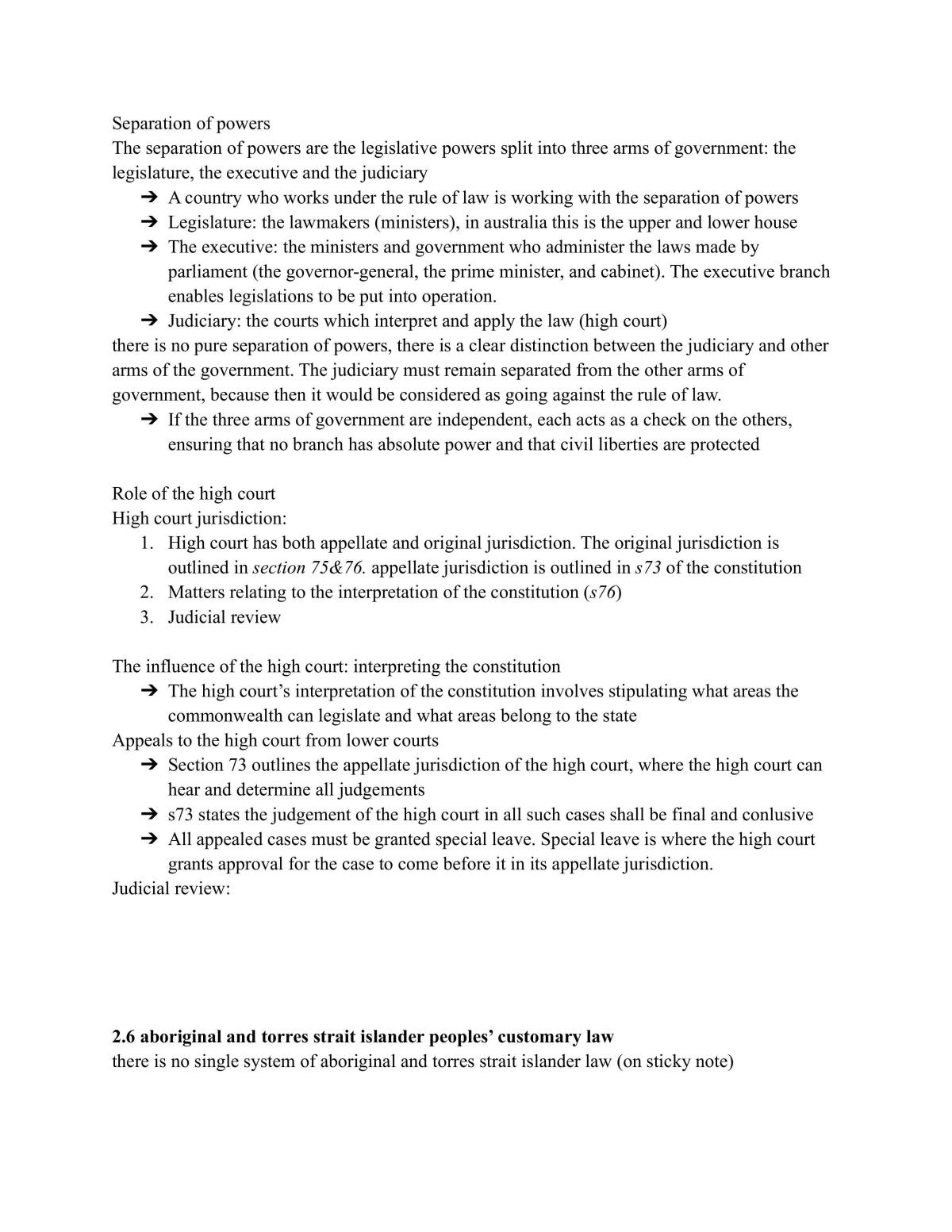 Year 11 Legal Notes | Legal Studies - Year 11 HSC | Thinkswap