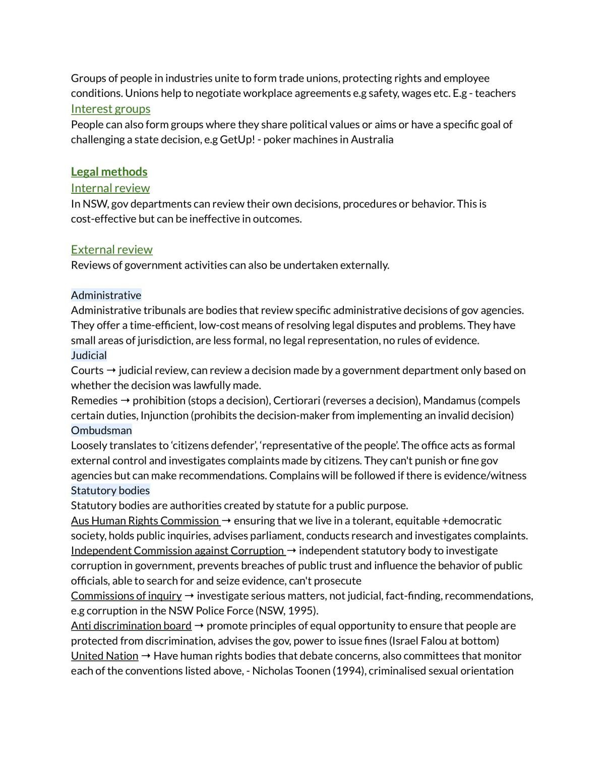 Legal studies completed year 11 notes | Legal Studies - Year 11 HSC ...