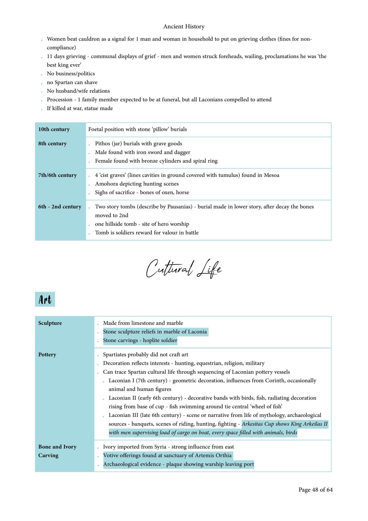 Complete study notes on Ancient history for year 12 that relate to the ...