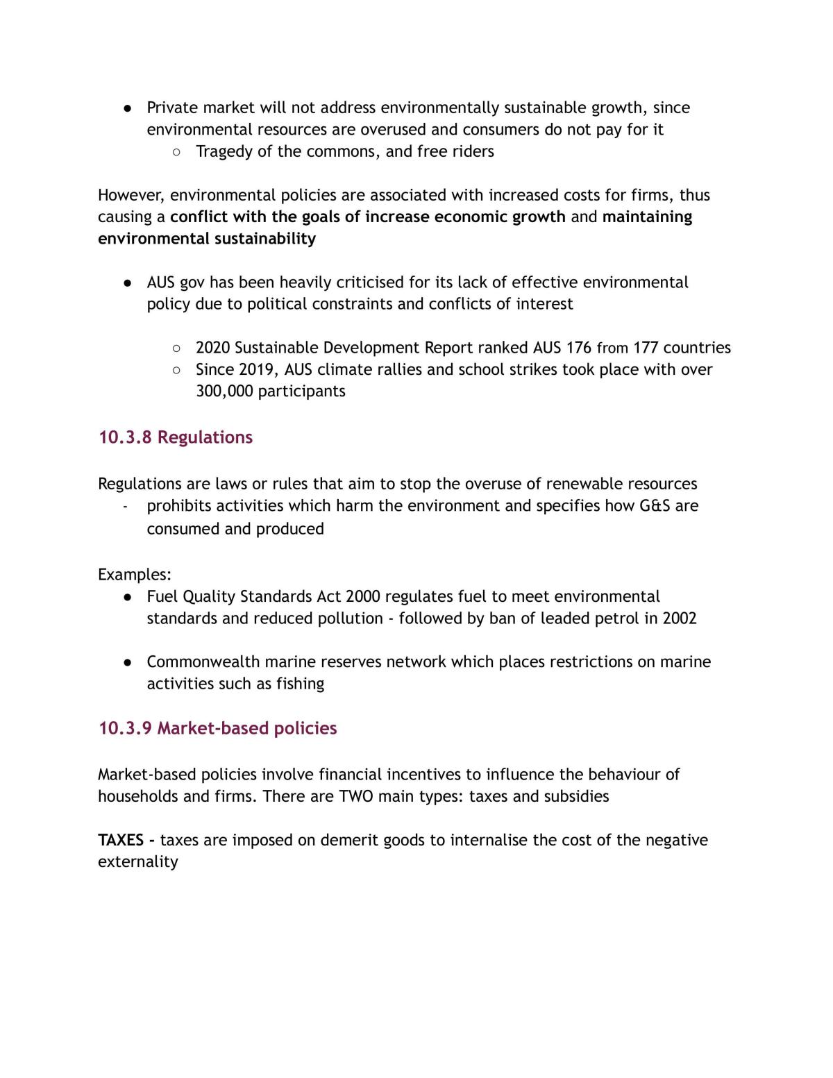 Economic Policies - Full Study Notes | Economics - Year 12 HSC | Thinkswap