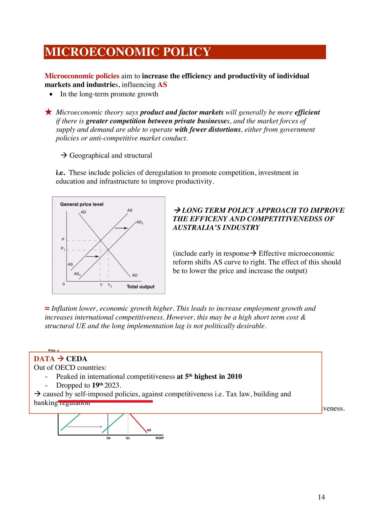 Full Economic Policy Notes | Economics - Year 12 HSC | Thinkswap
