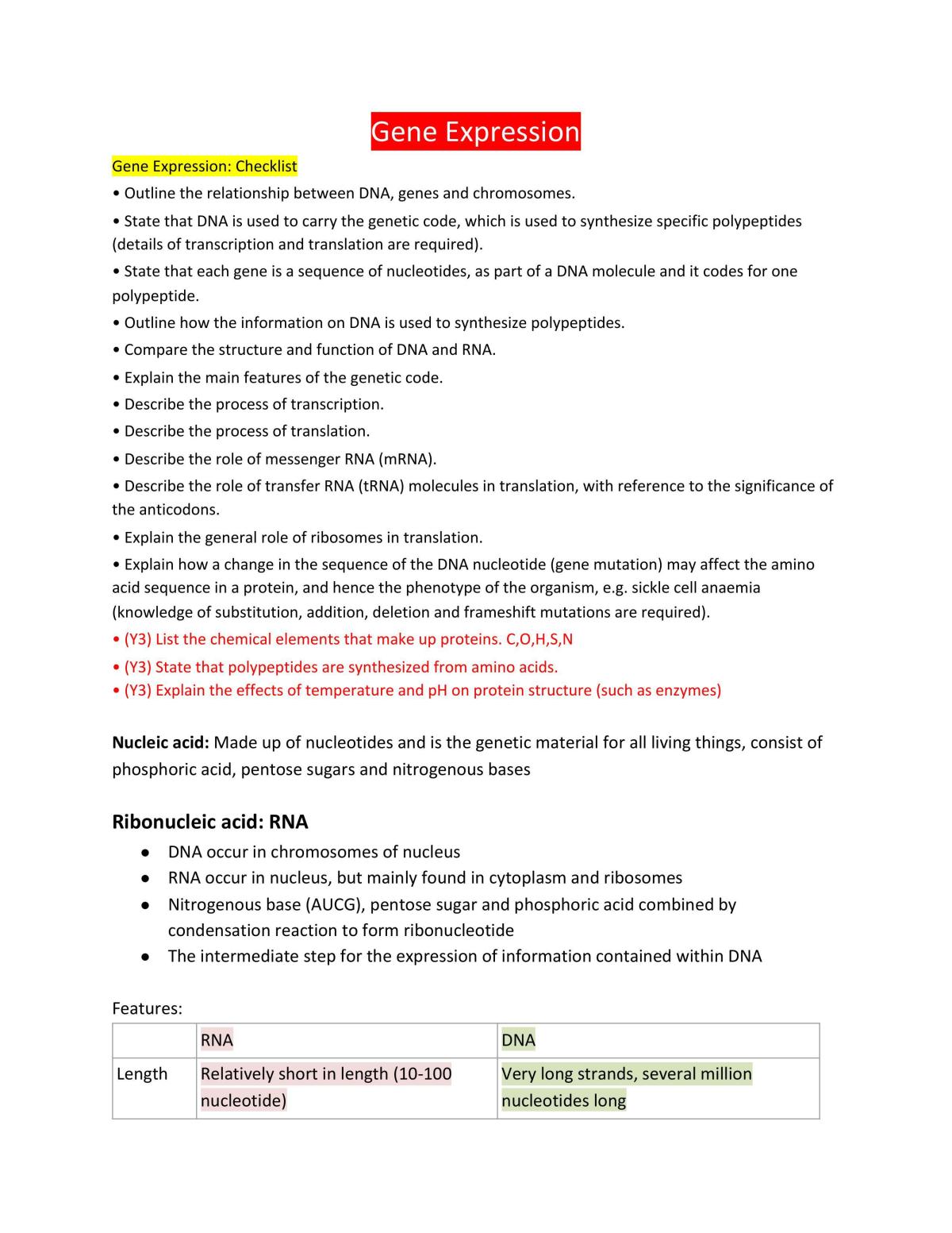 Biology Notes Y4 | Biology - GCE O Level | Thinkswap