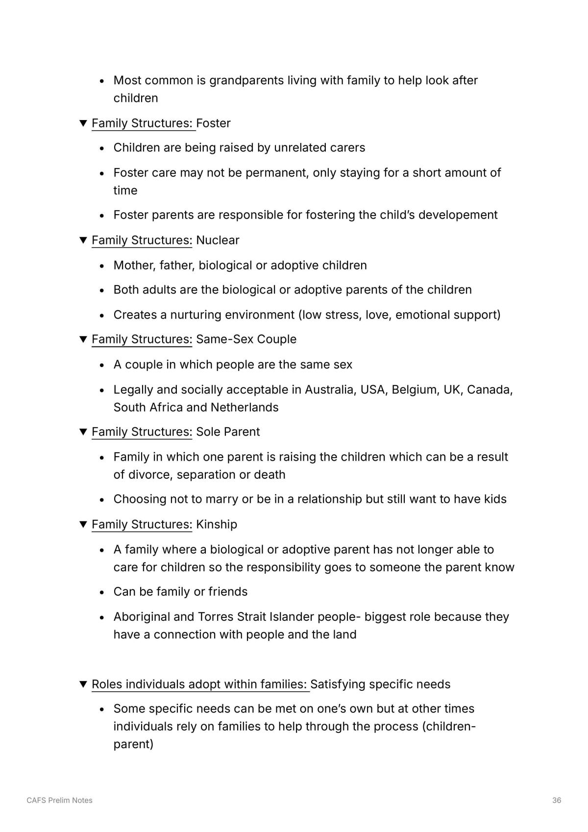 CAFS Prelim Notes | Community and Family Studies - Year 11 HSC | Thinkswap