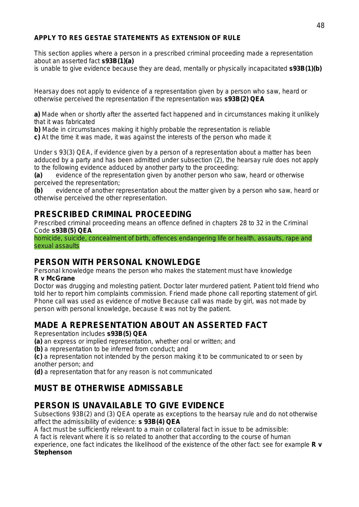 Evidence Law Notes | LAWS4700 - Laws of Evidence - UQ | Thinkswap