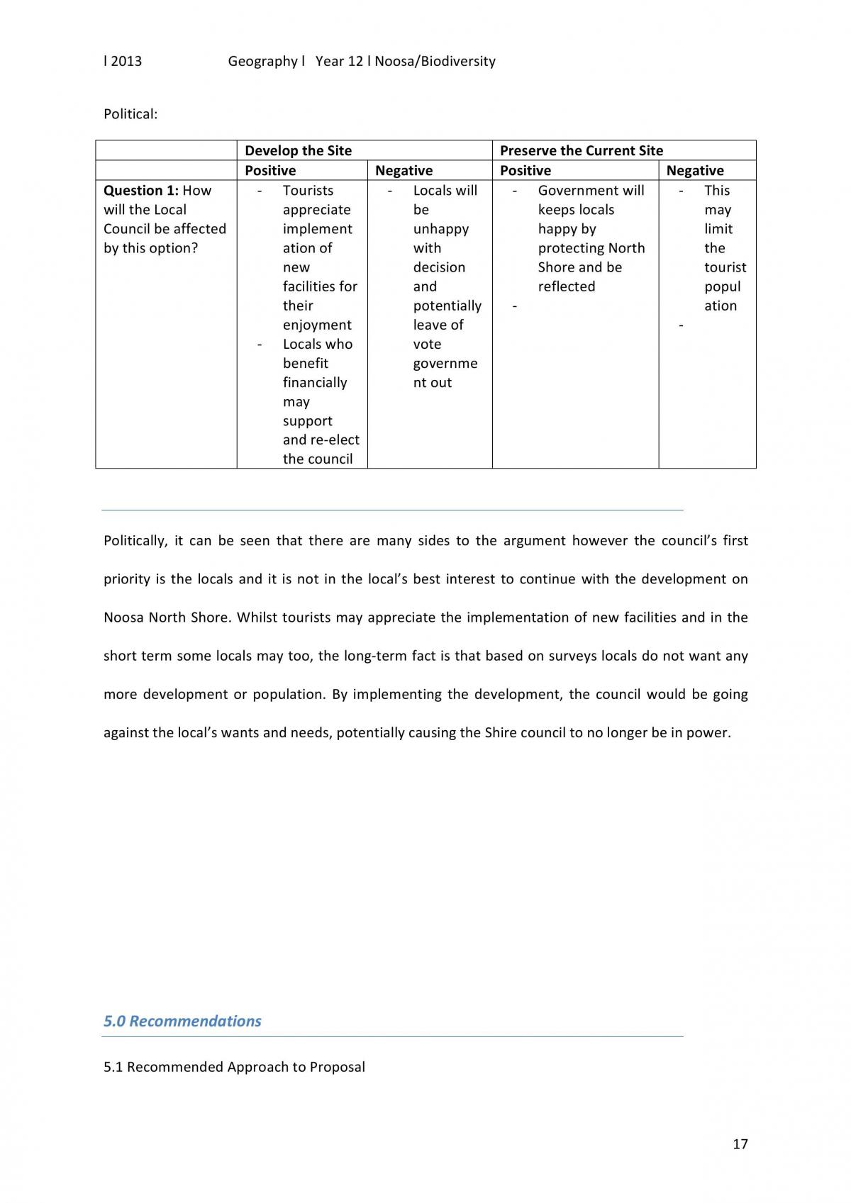 Geography Field Report on Noosa | Geography - Year 12 QCE | Thinkswap