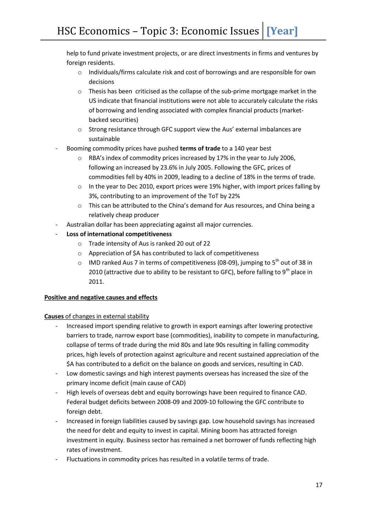 Yr 12 Economics - Economic Issues Notes | Economics - Year 12 HSC ...