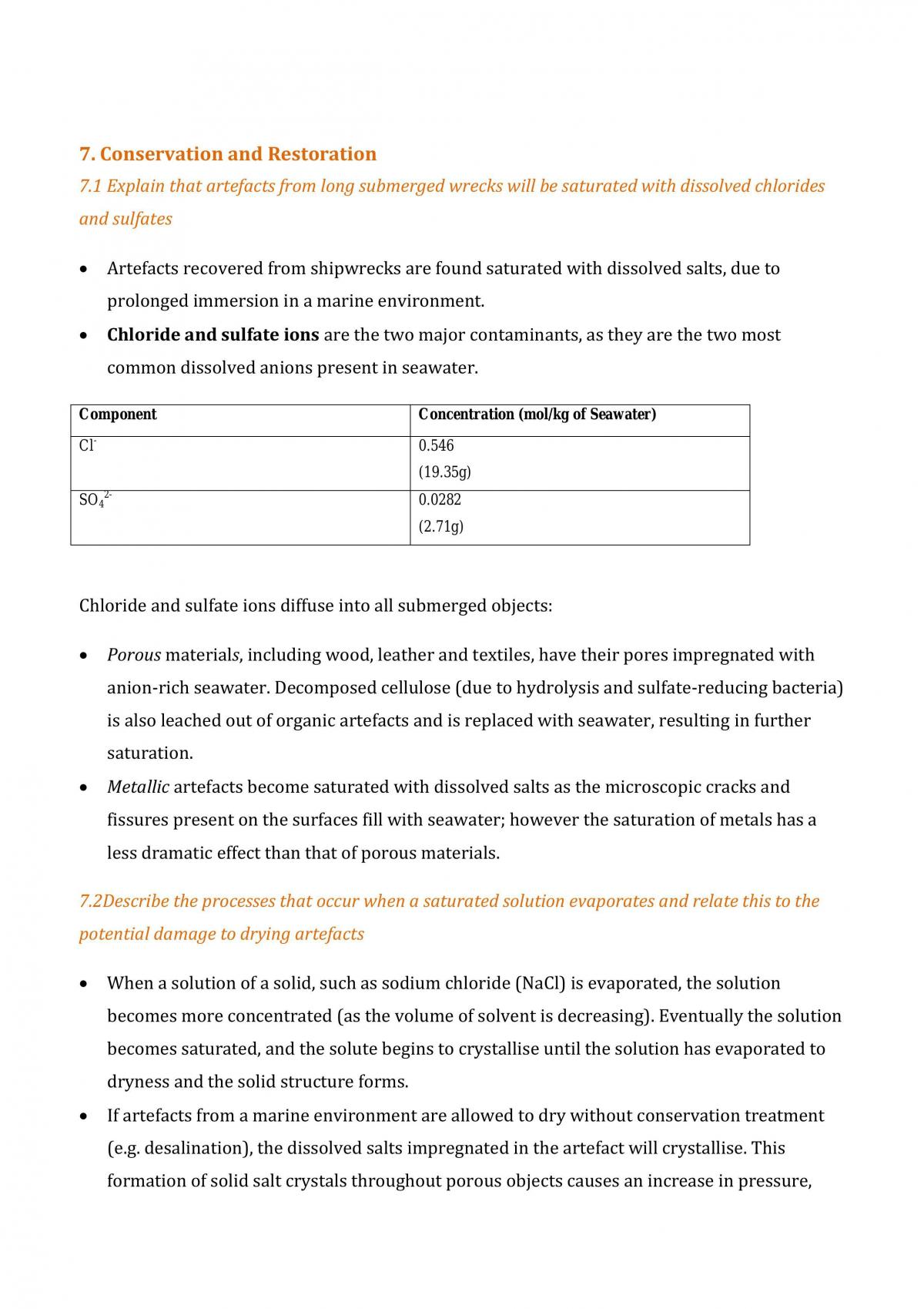Year 12 Chemistry Study Notes Option Module: Shipwrecks | Chemistry ...