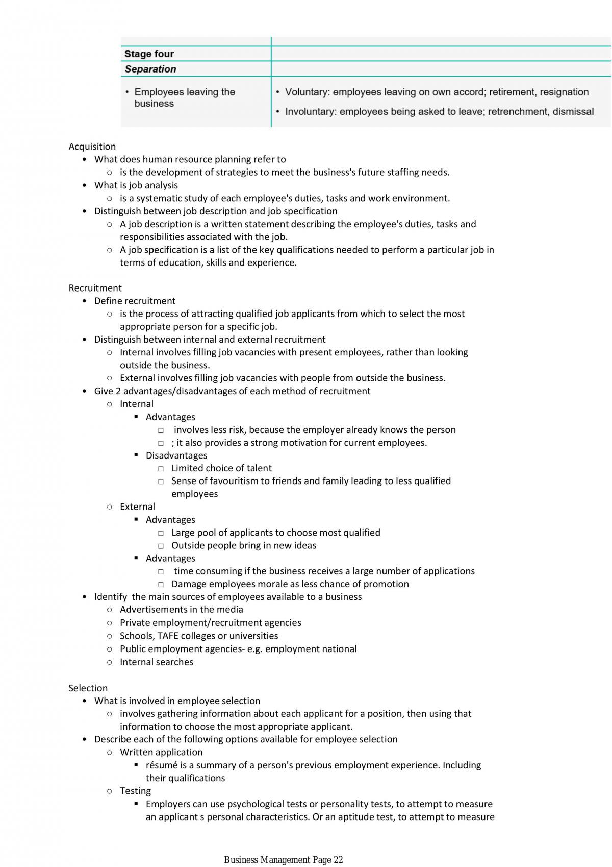 Business Management syllabus notes, dot point | Business Studies - Year ...