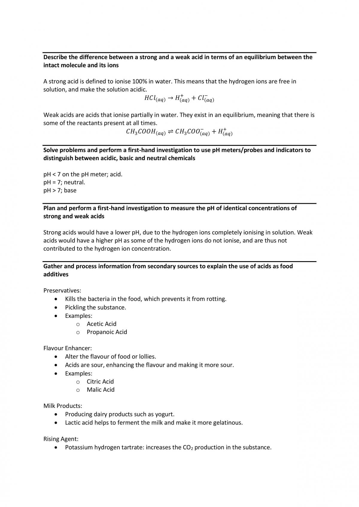 Chemistry Production of Materials and Acidic Environment Notes ...
