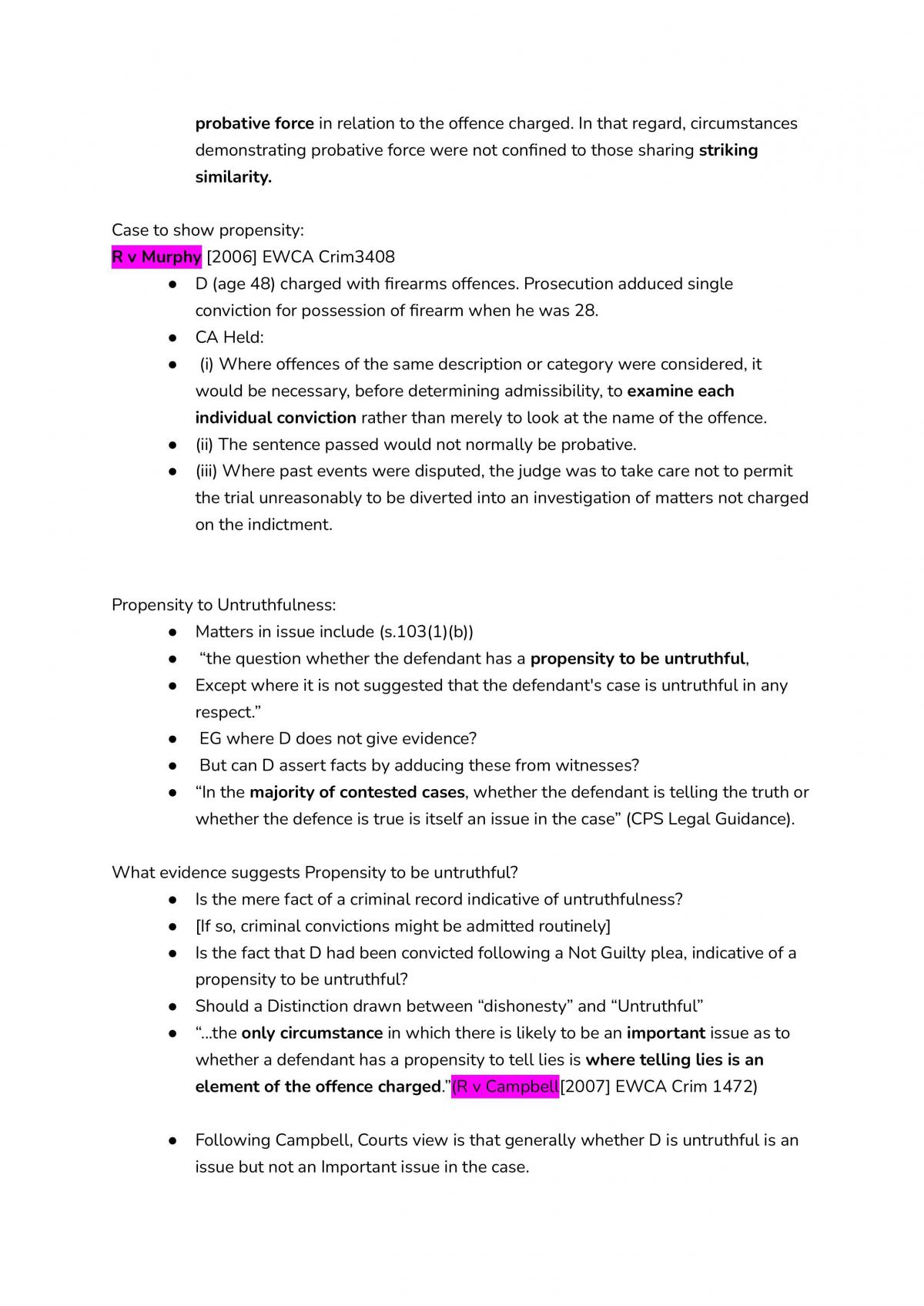 Criminal Evidence Notes | LA373 - Criminal Evidence - Warwick | Thinkswap