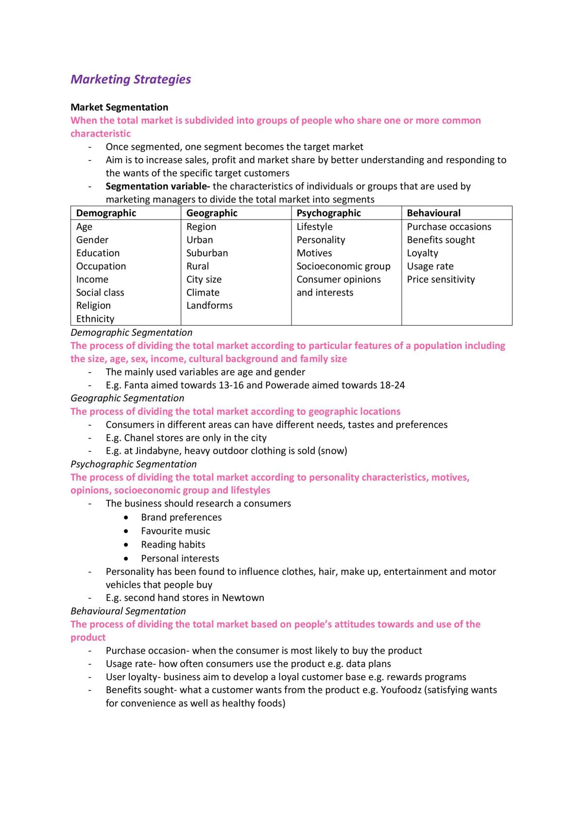Year 12 Business Studies (Marketing) Notes | Business Studies - Year 12 ...