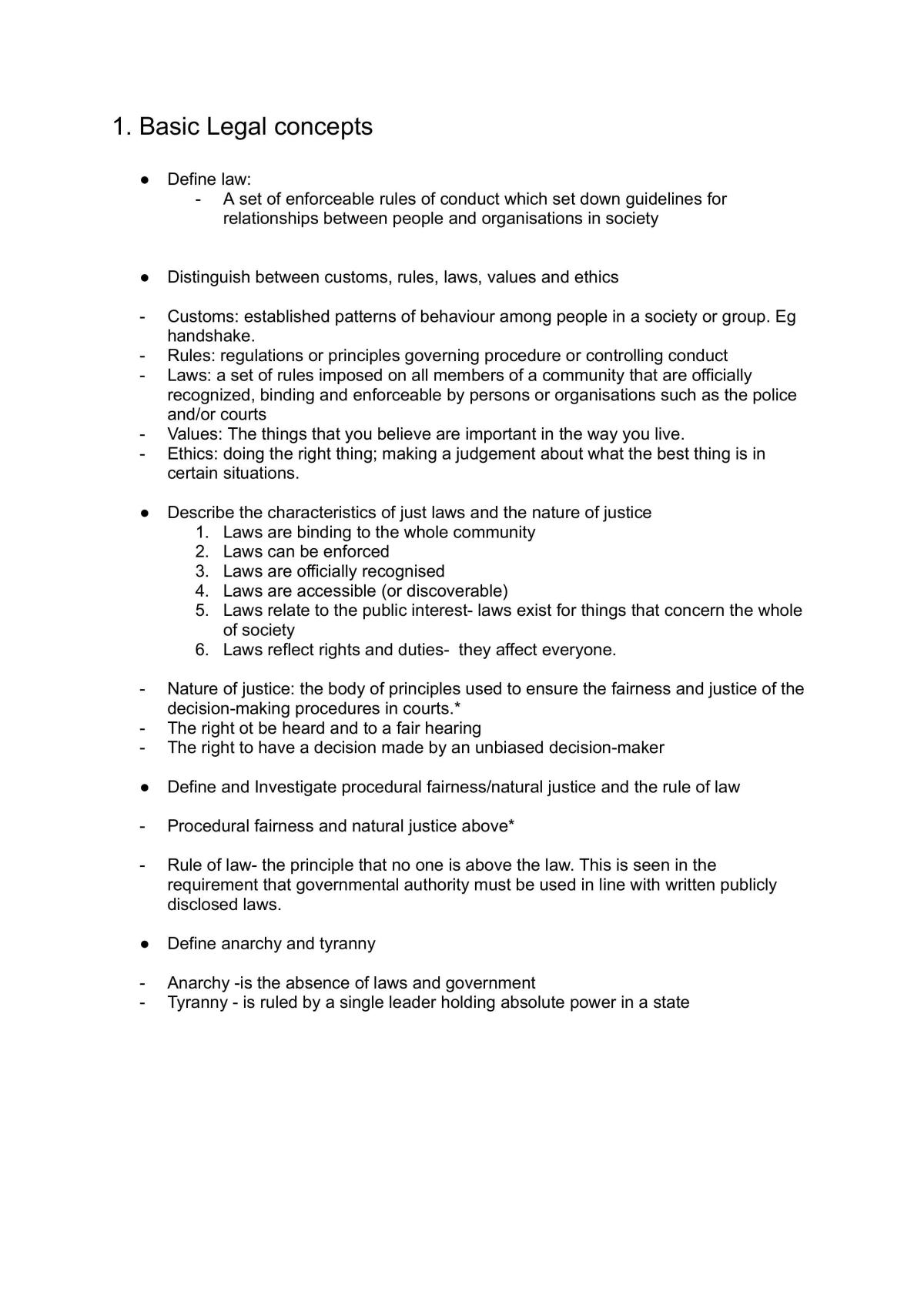 Part 1: The legal System | Legal Studies - Year 11 HSC | Thinkswap