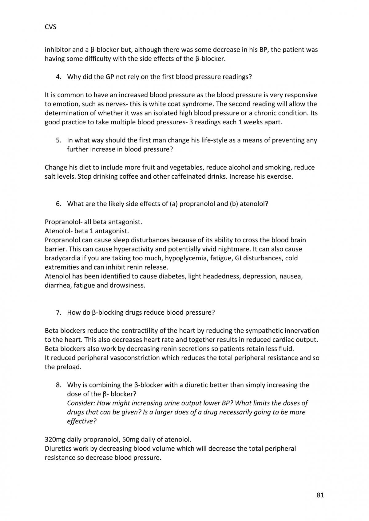 Cardiovascular System Revision Notes | A100 - Medicine and Surgery Year ...